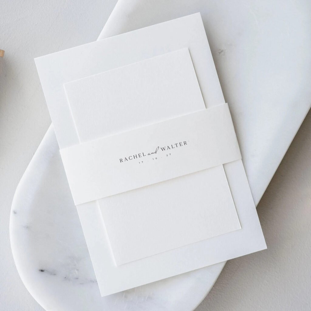 Editable Printable Modern Belly Band Template For Minimalist Wedding Invitation - Bestselling Author