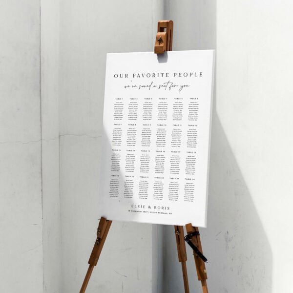 Minimal Modern Wedding Seating Chart Poster Tamplate - Bestselling Author