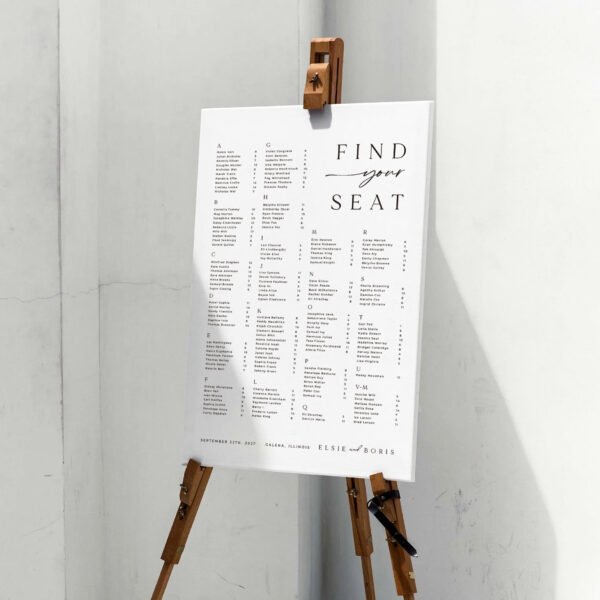 Modern Printable Alphabetical Wedding Seating Chart Poster Template | Minimalist Wedding ...